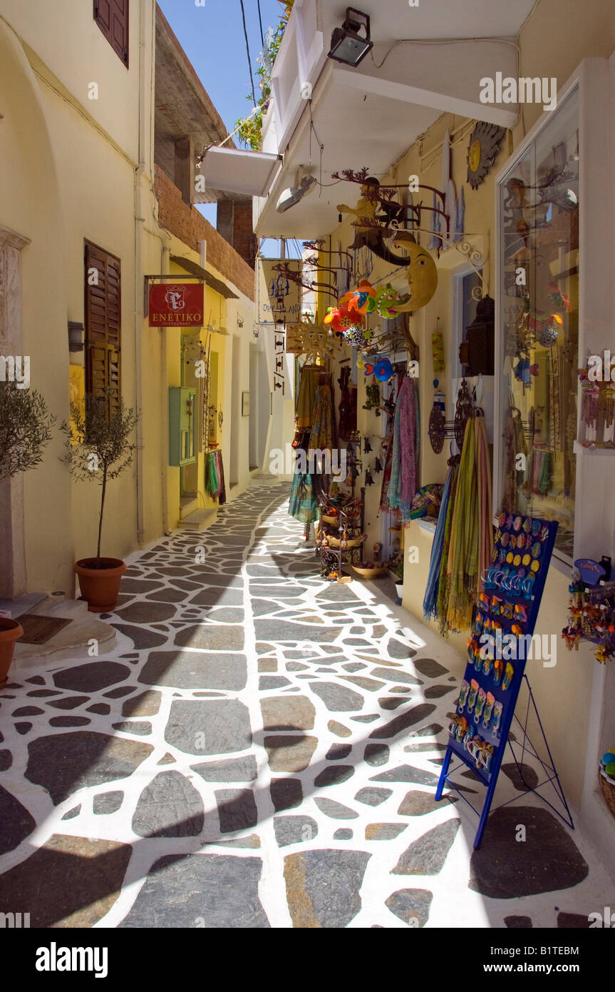 Street in Naxos Town, Cyclades Greece Stock Photo - Alamy