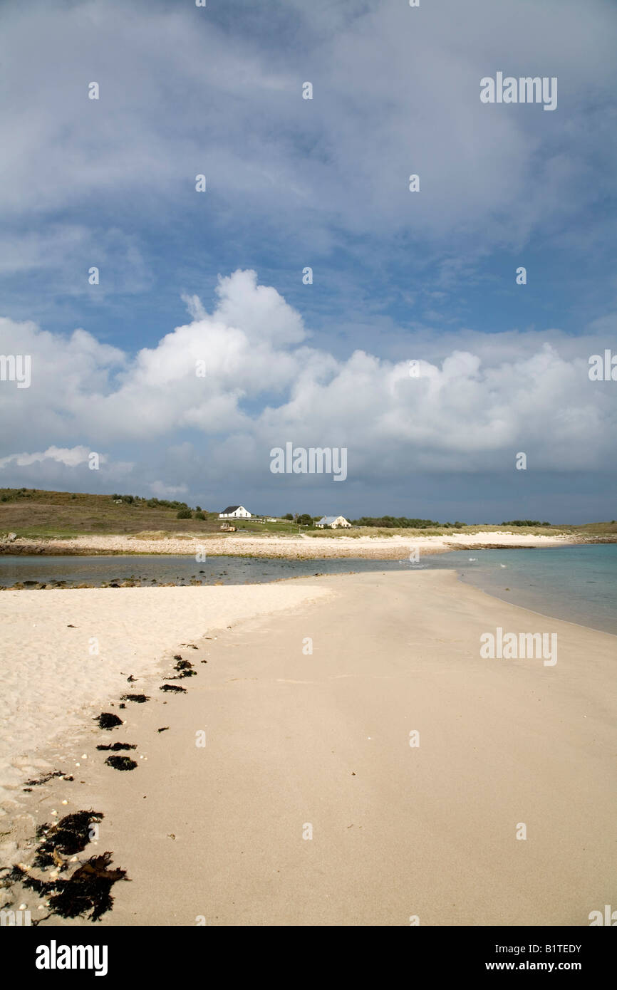 the sand bar between gugh and st agnes Isles of Scilly Stock Photo - Alamy