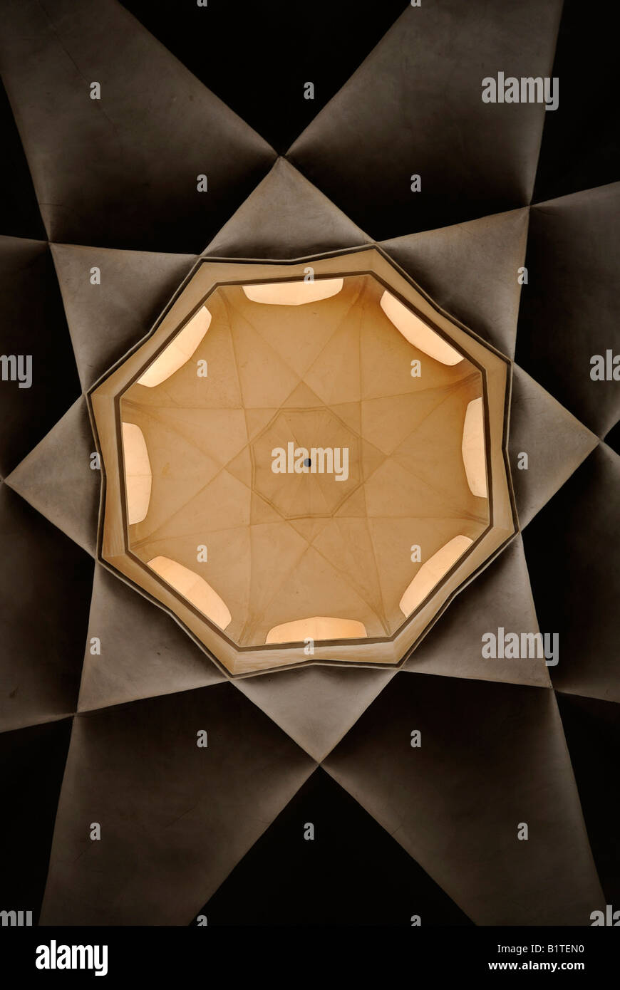 Detailed floor to ceiling perspective of a traditional ceiling with its ...