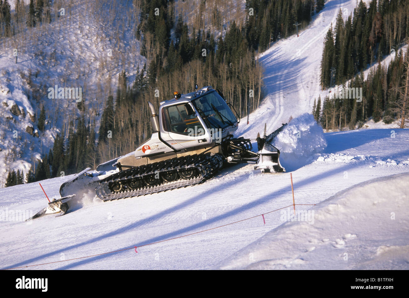 Snowcat grooming ski slopes Steamboat Springs Colorado USA Stock Photo ...