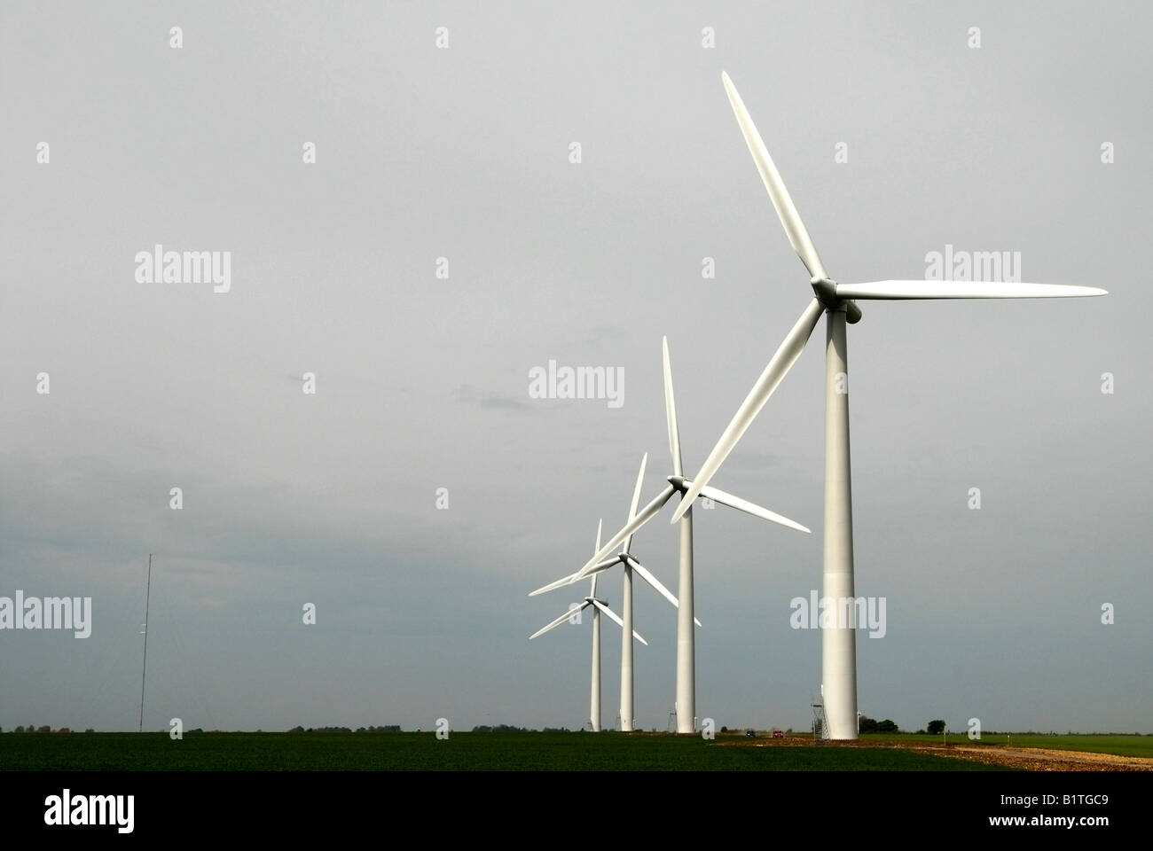 The wind turbines at the community-owned onshore wind farm at Westmill ...