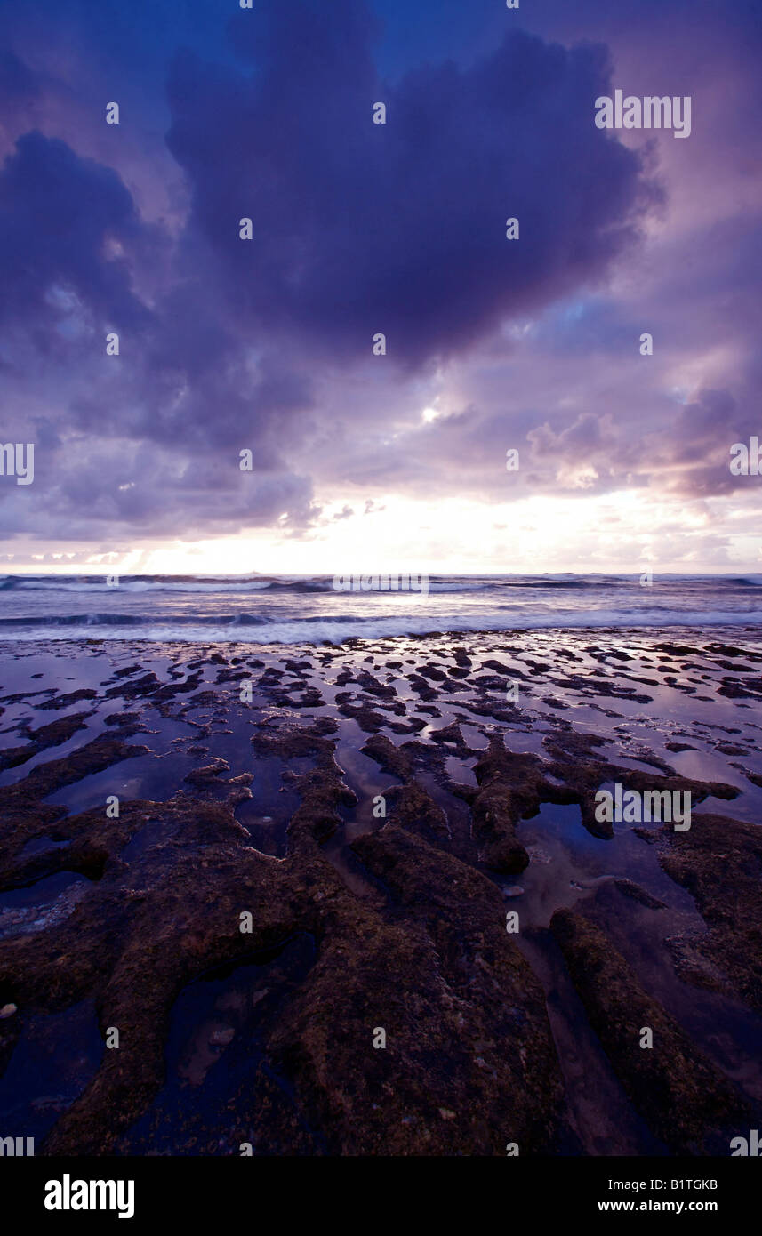 Colorful morning sunrise over the Hawaiian island of Kauai Stock Photo ...