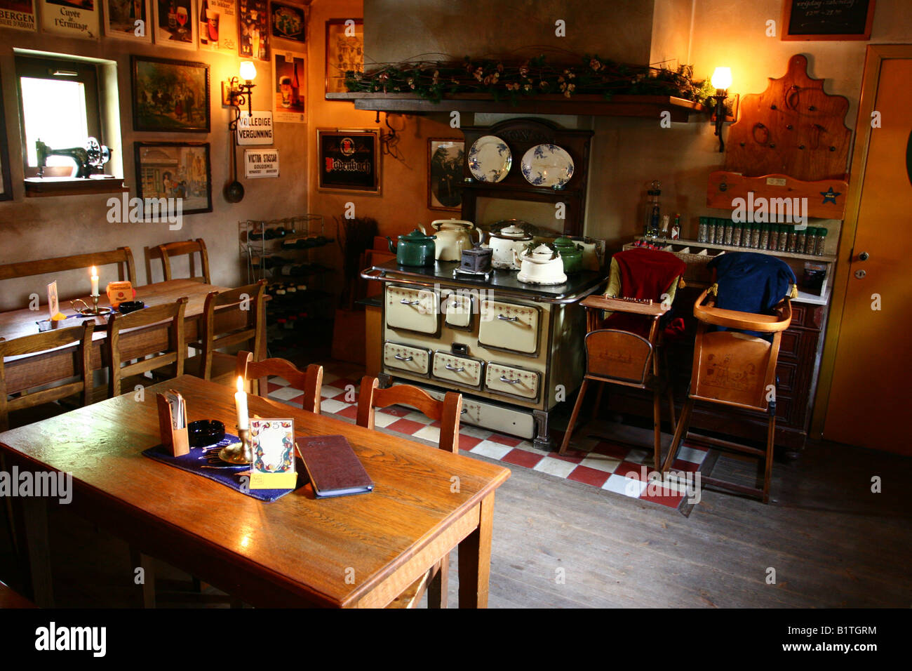 Belgium old style kitchen in a farmhouse Stock Photo - Alamy
