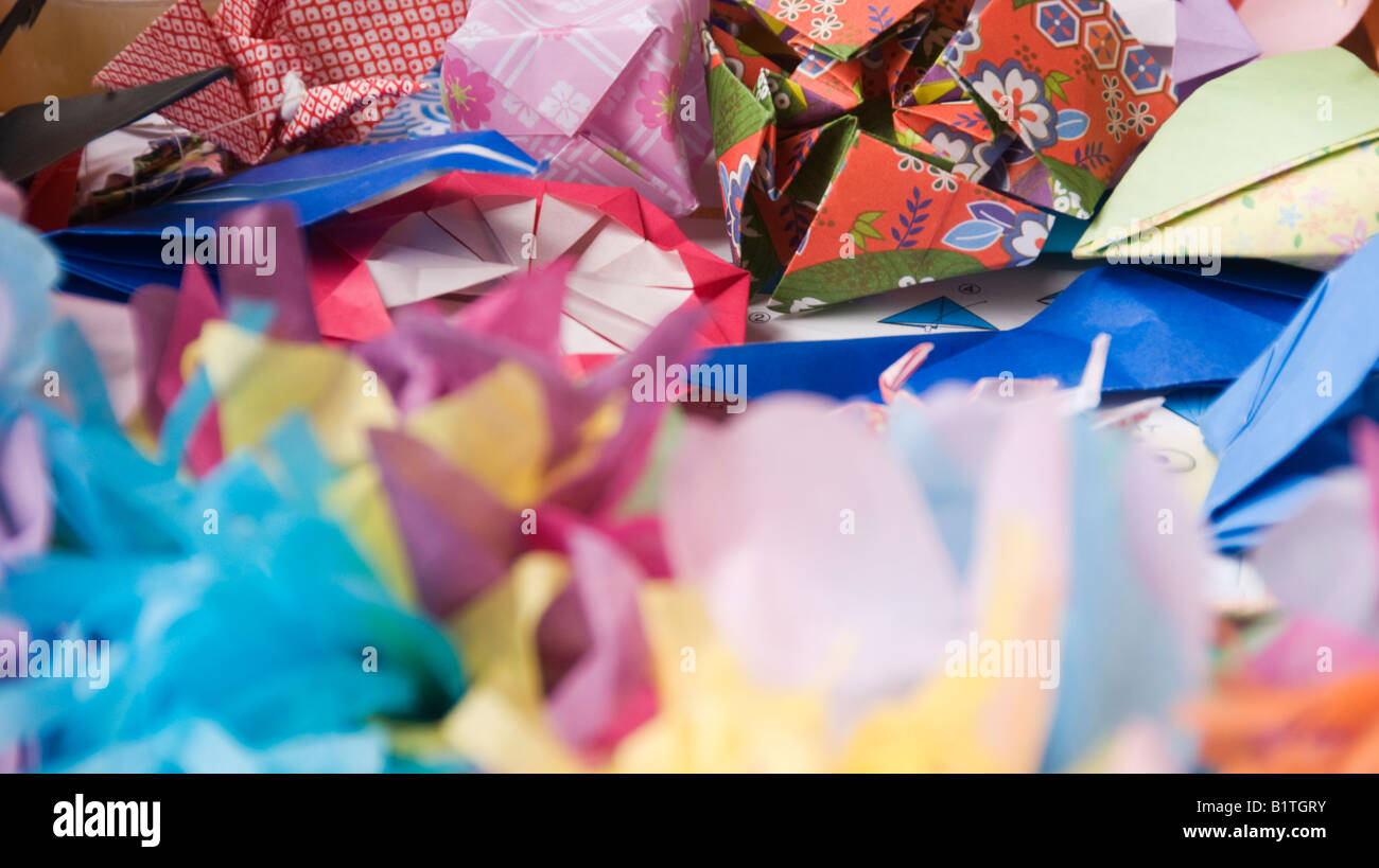 Bright coloured paper on an origami stall Stock Photo - Alamy