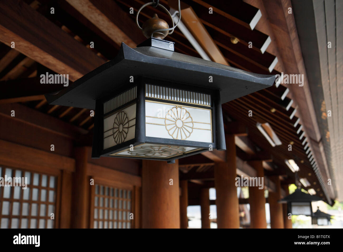 Traditional Japanese lantern at a Shinto shrine in Sapporo, Japan Stock ...