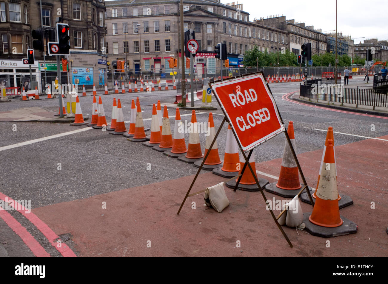 Roadworks in connection with the installation of a new tram system in ...