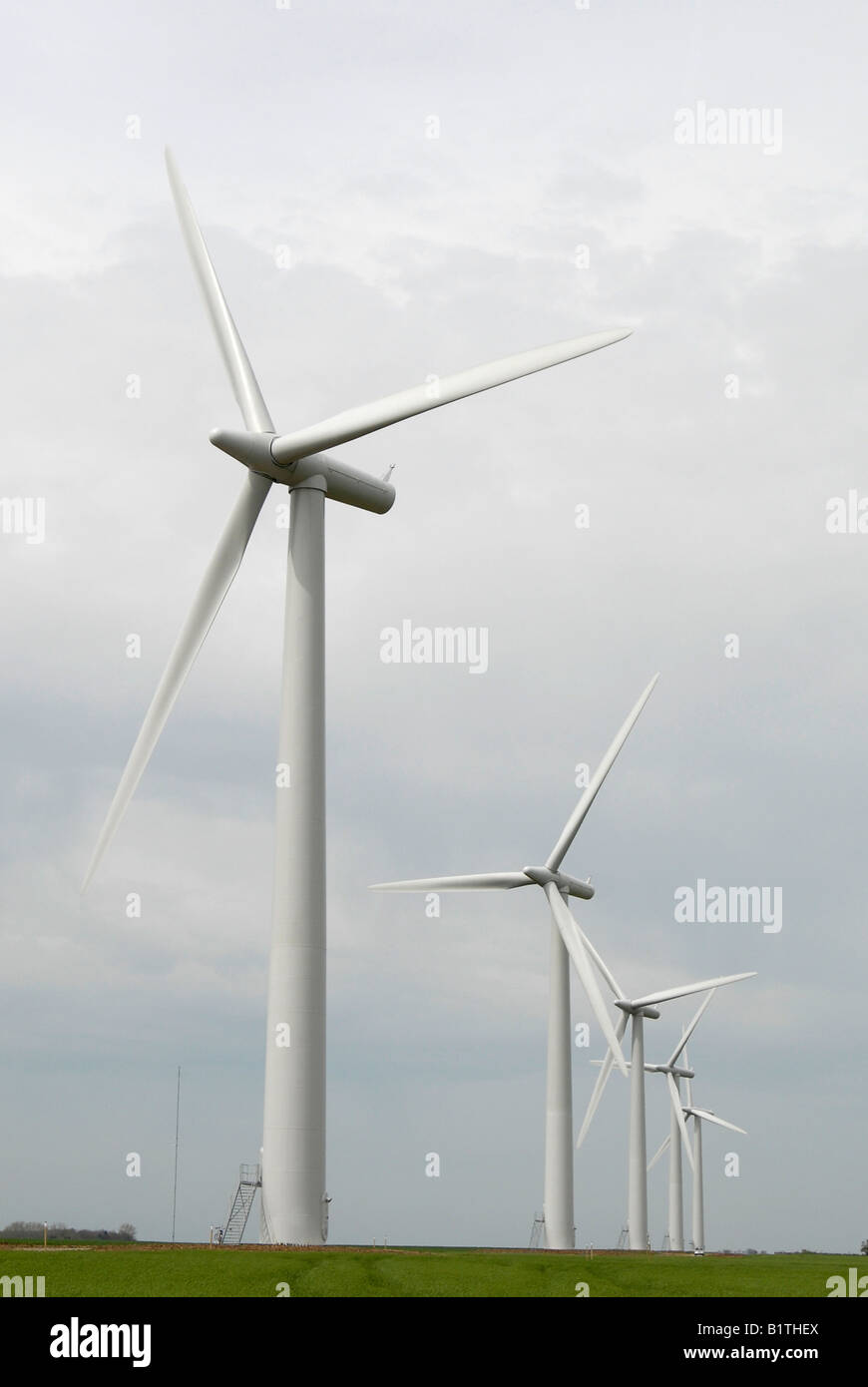The wind turbines at the community-owned onshore wind farm at Westmill ...