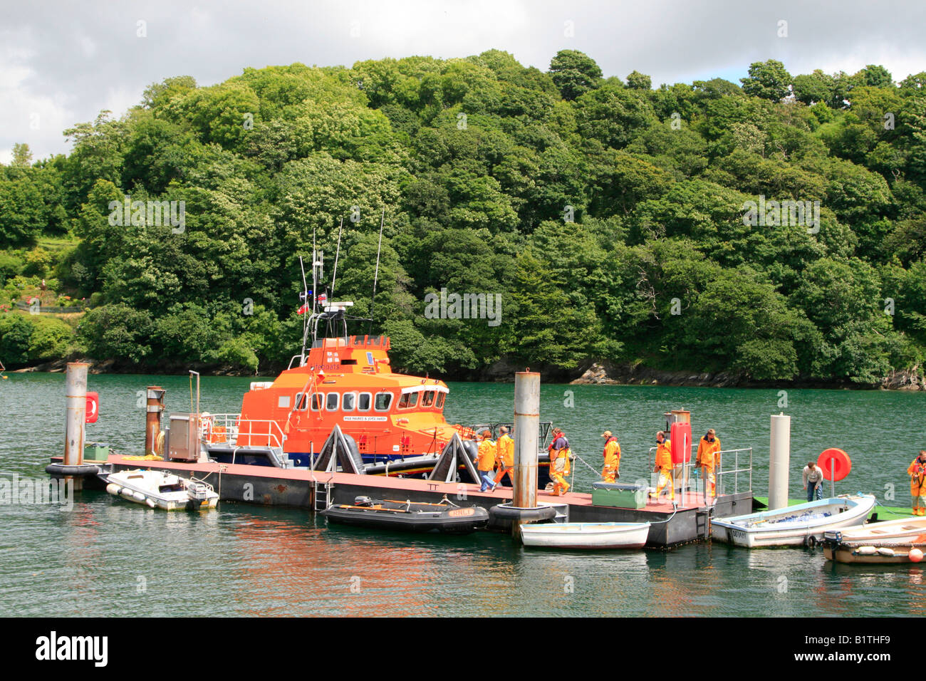crew launching lifeboay emergency Fowey south coast rnli lifeboat ...