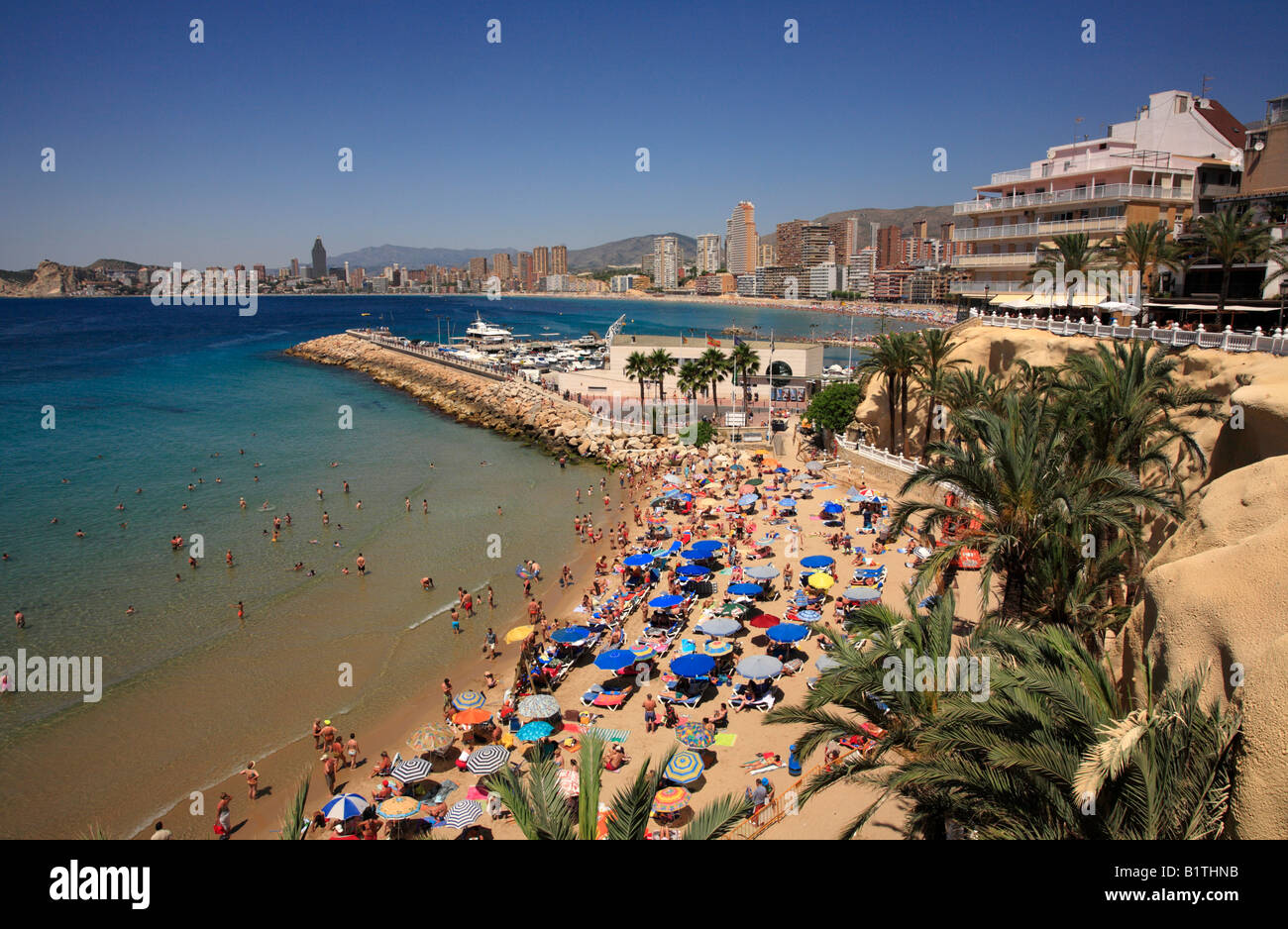 Malpas Beach Playa Poniente Benidorm Old Town Costa Blanca Spain Eu ...
