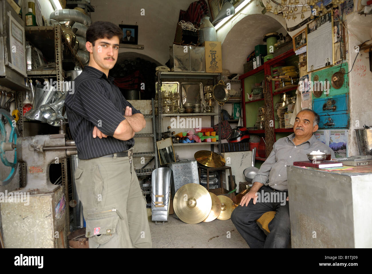 Iranian craftsman and outlet factory shop in the city of Yazd, Islamic ...