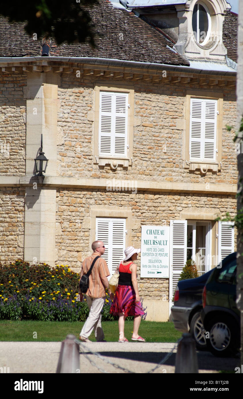 Chateau Meursault visiting tourists Burgundy region France Stock Photo ...