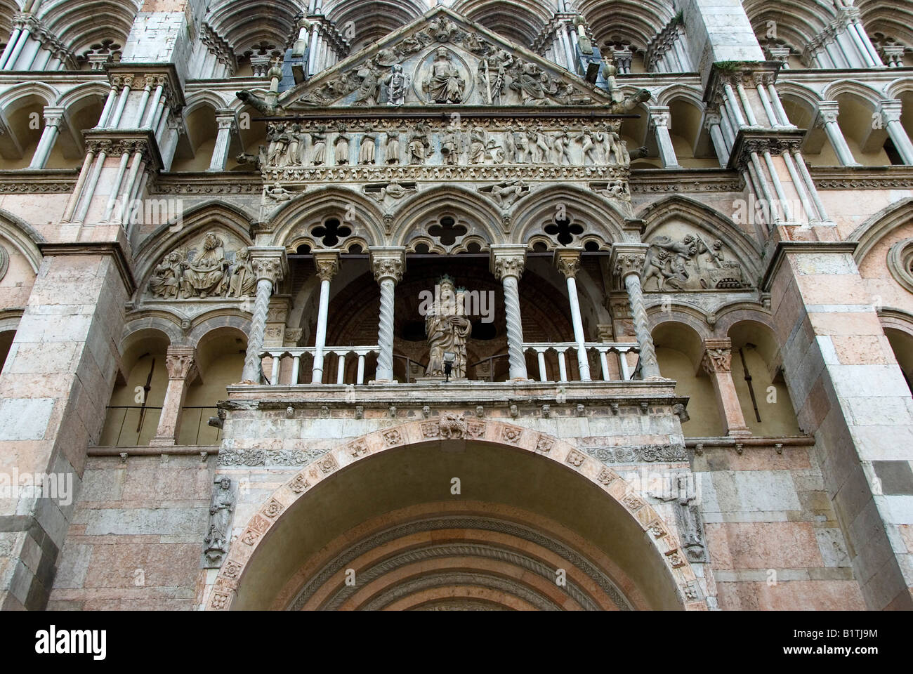 Detail of the facade of the Cathedral in Ferrara Italy Stock Photo - Alamy