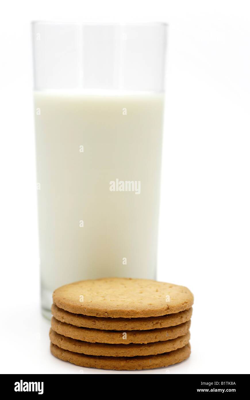 Digestive Biscuits and Glass of Milk Stock Photo - Alamy