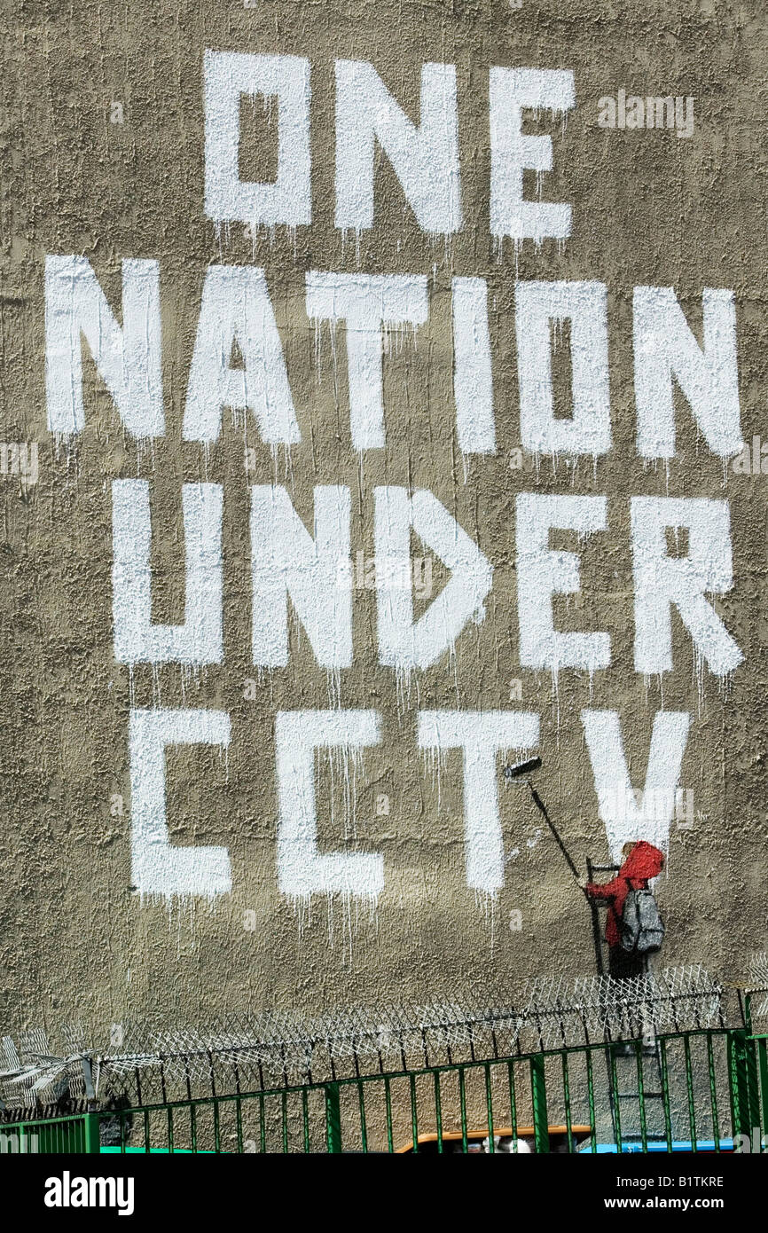 Banksy one nation under cctv hi-res stock photography and images - Alamy