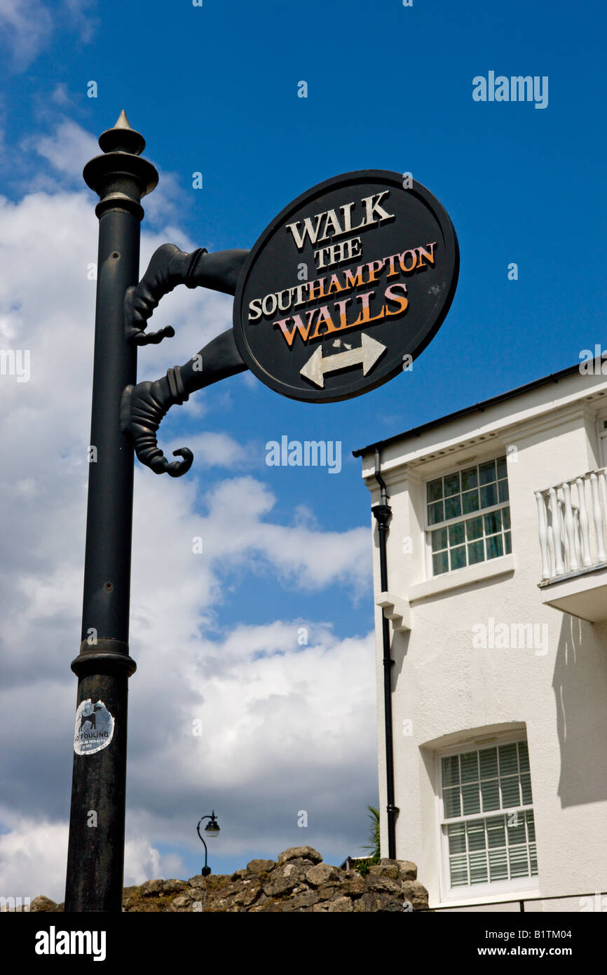 Signpost along the route of the medieval walls of the city of ...