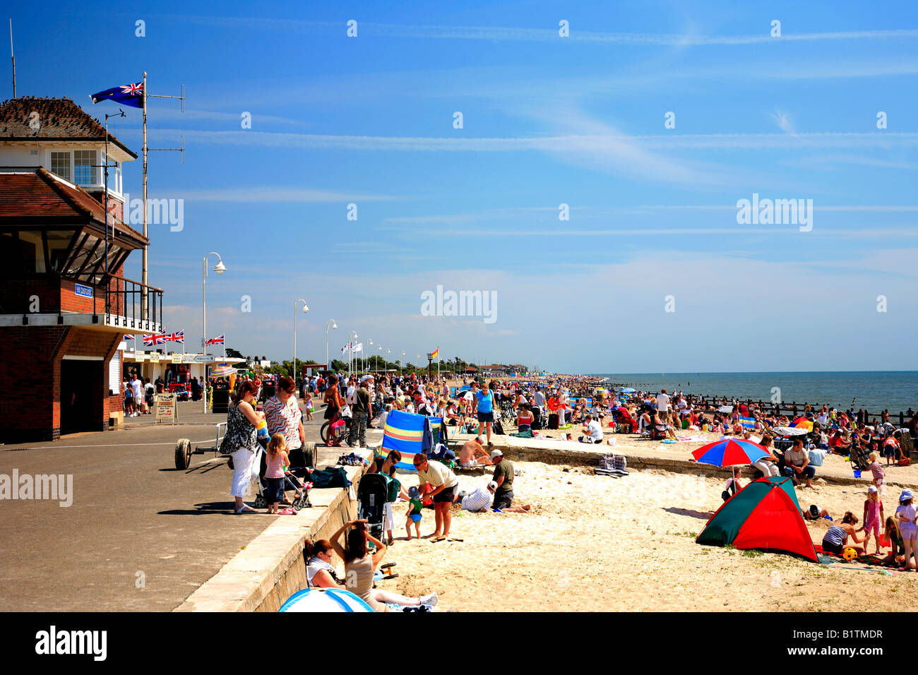 View of the beach Littlehampton Promenade West Sussex England Britain ...