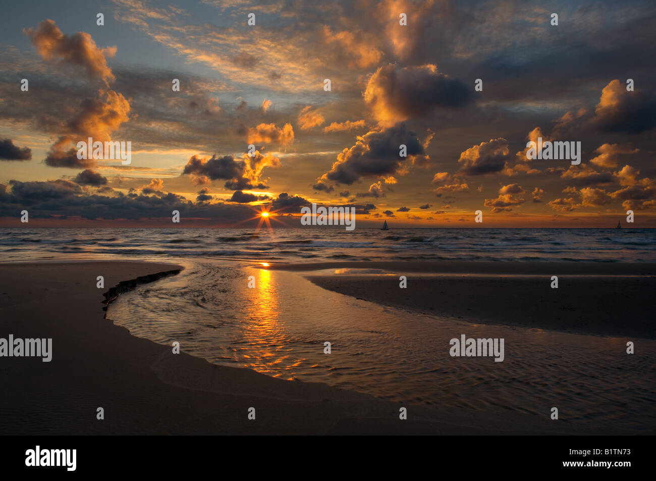 Creek Sunset at Lake Michigan Stock Photo - Alamy