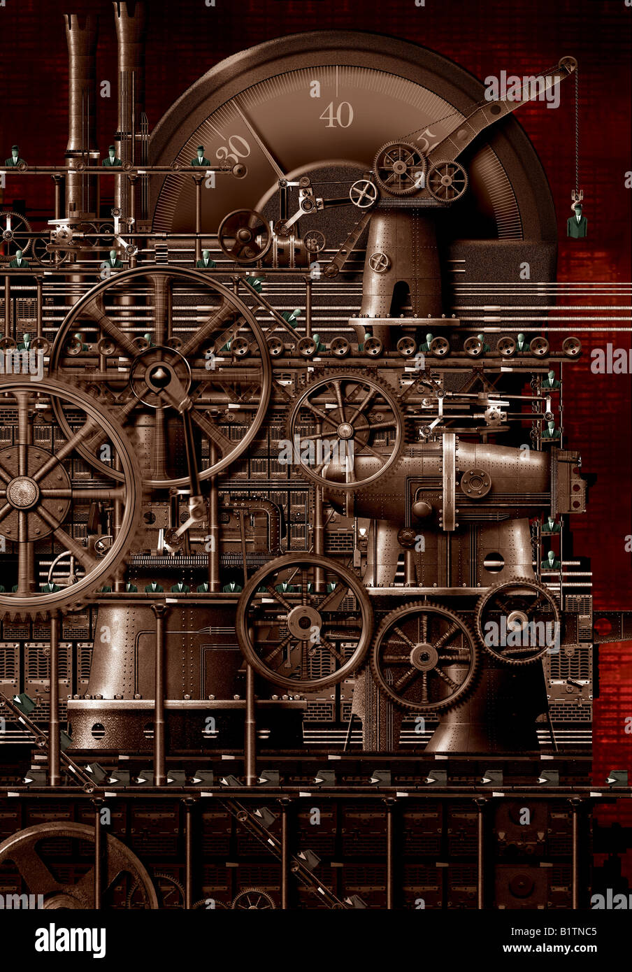 Concept Illustration. Cogs in the wheel, production line building ...