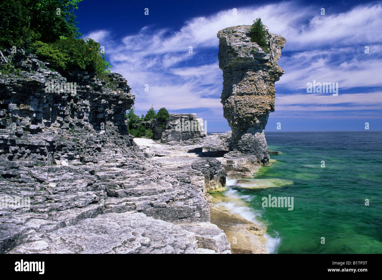 Flower pot formation in Fathom Five National Marine Park, Ontario Stock ...