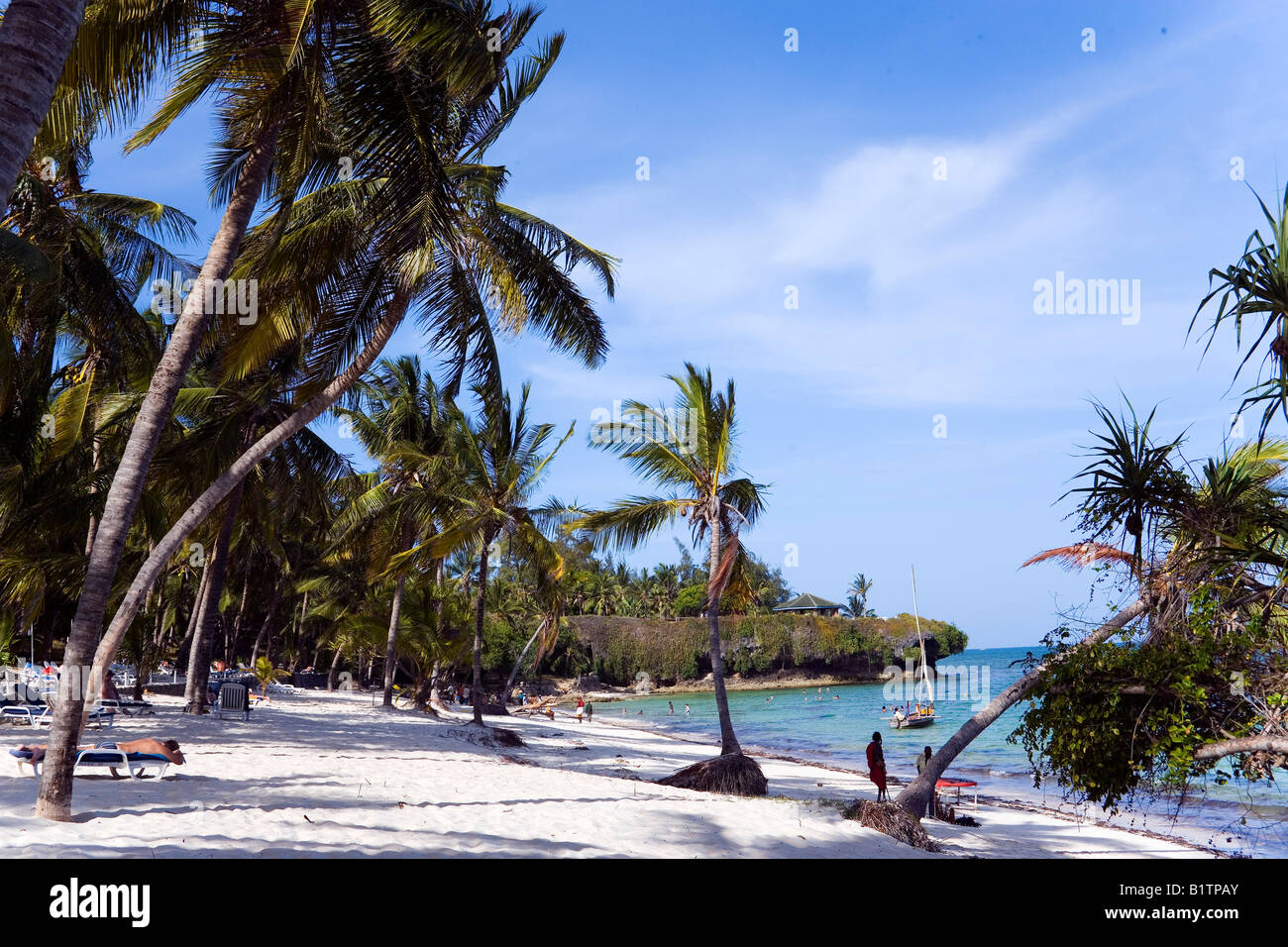 Tourists relaxing at Shanzu Beach Coast Kenya Stock Photo - Alamy