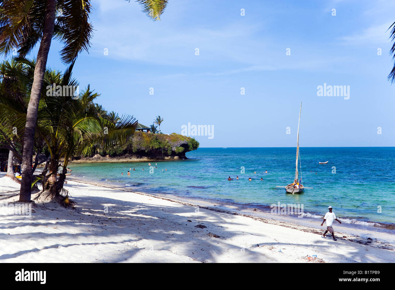 People bathing in the Indian Ocean at Shanzu Beach Coast Kenya Stock ...