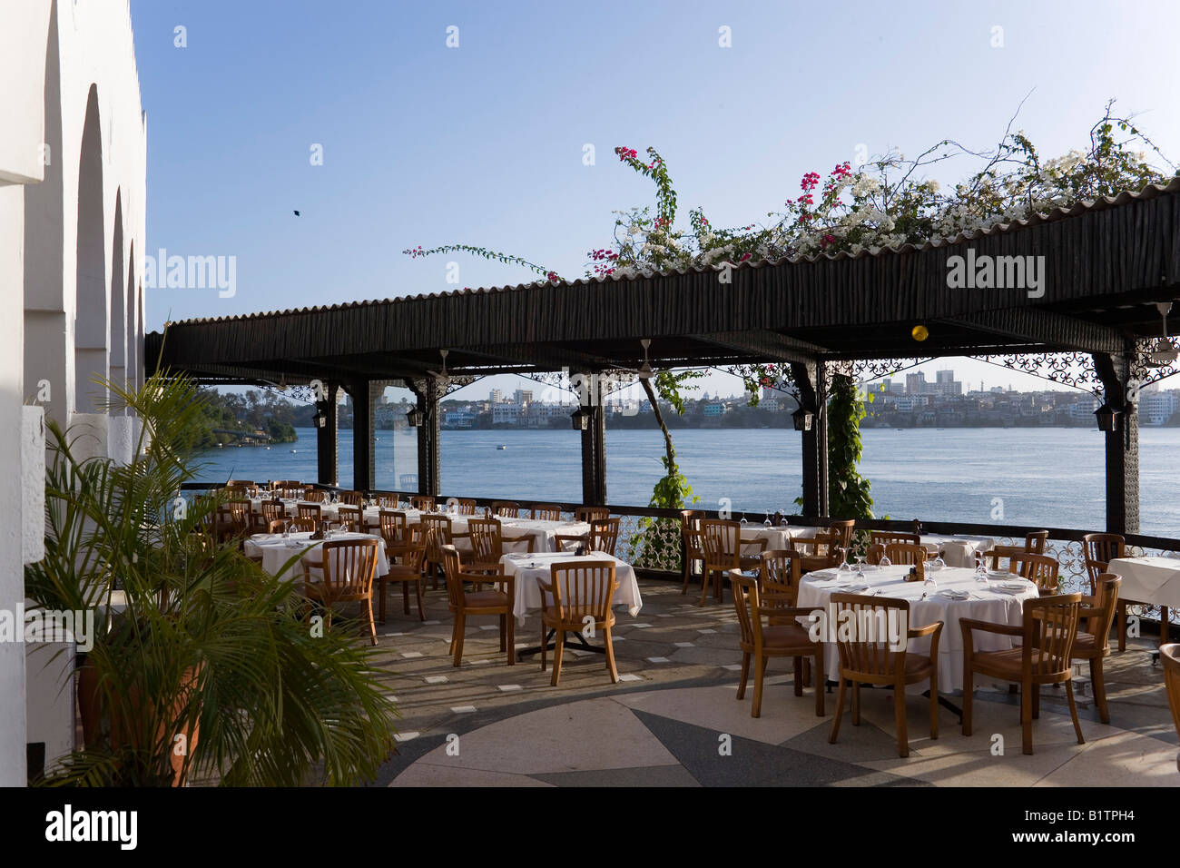 Terrace of the restaurant Tamarind Mombasa Kenya Stock Photo - Alamy