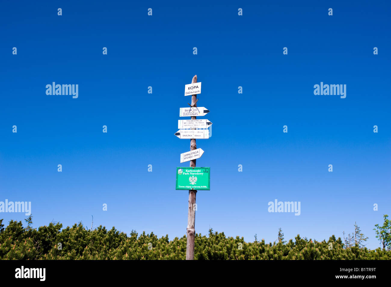 Trek sign Karkonosze Mountains Poland Stock Photo - Alamy
