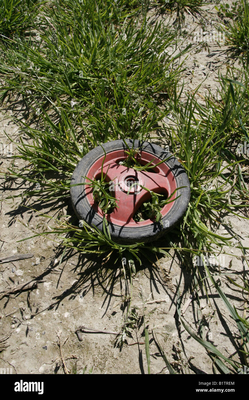 one small tyre wheel lost in countryside Stock Photo - Alamy