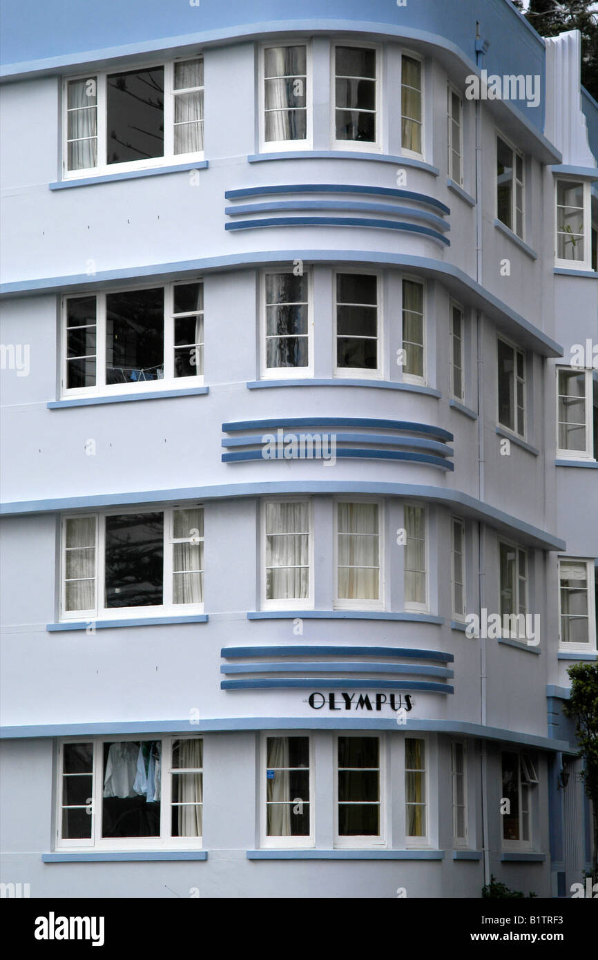 Art deco building detail, Oriental Bay, Wellington, New Zealand Stock ...