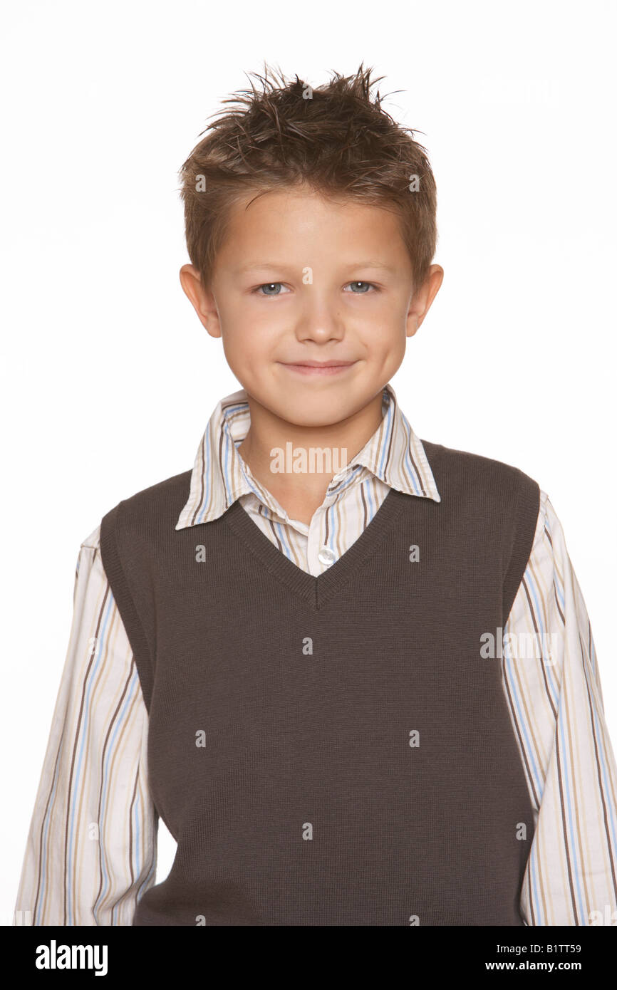 smiling child on white background boy Stock Photo - Alamy