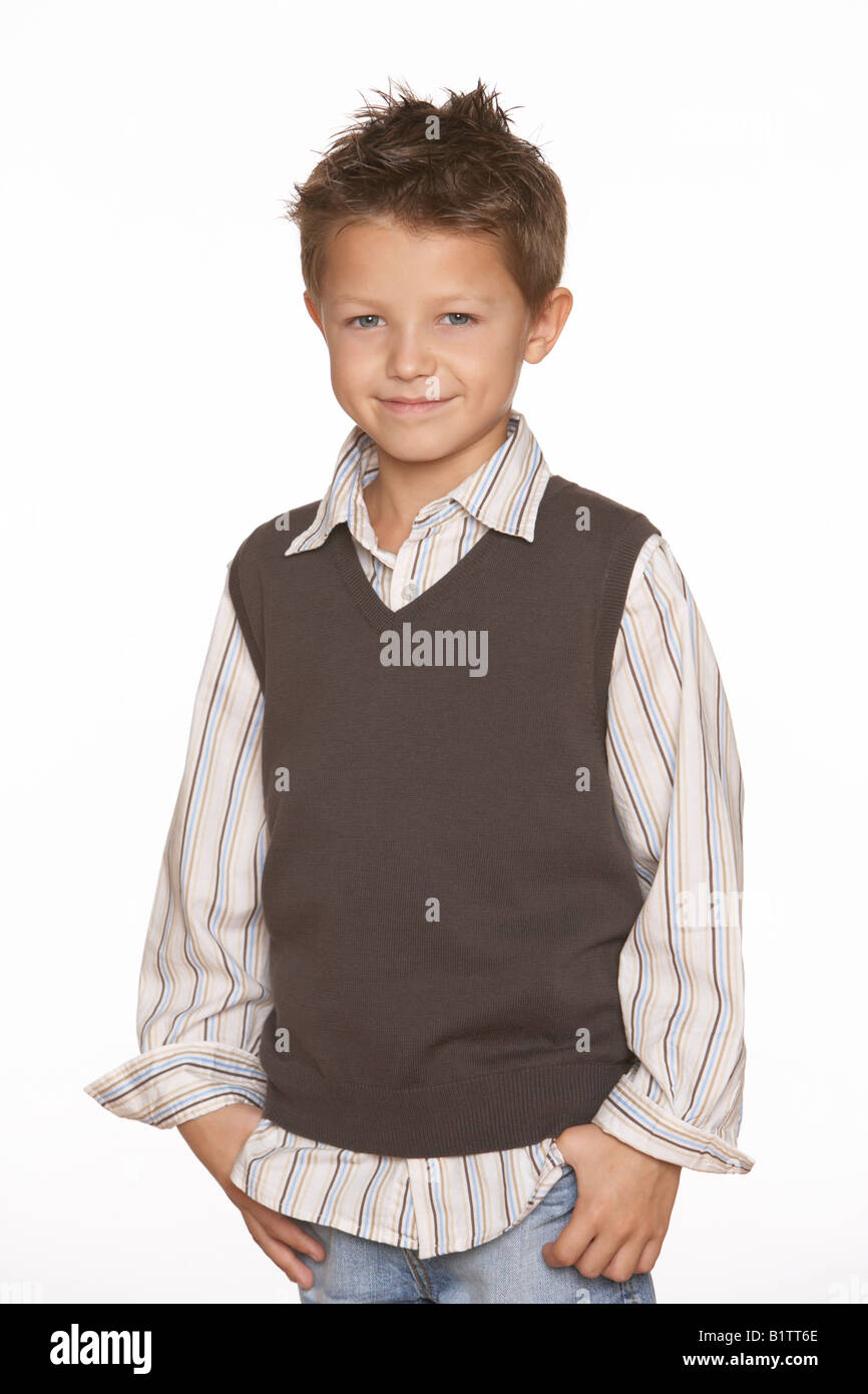 smiling child on white background boy Stock Photo - Alamy