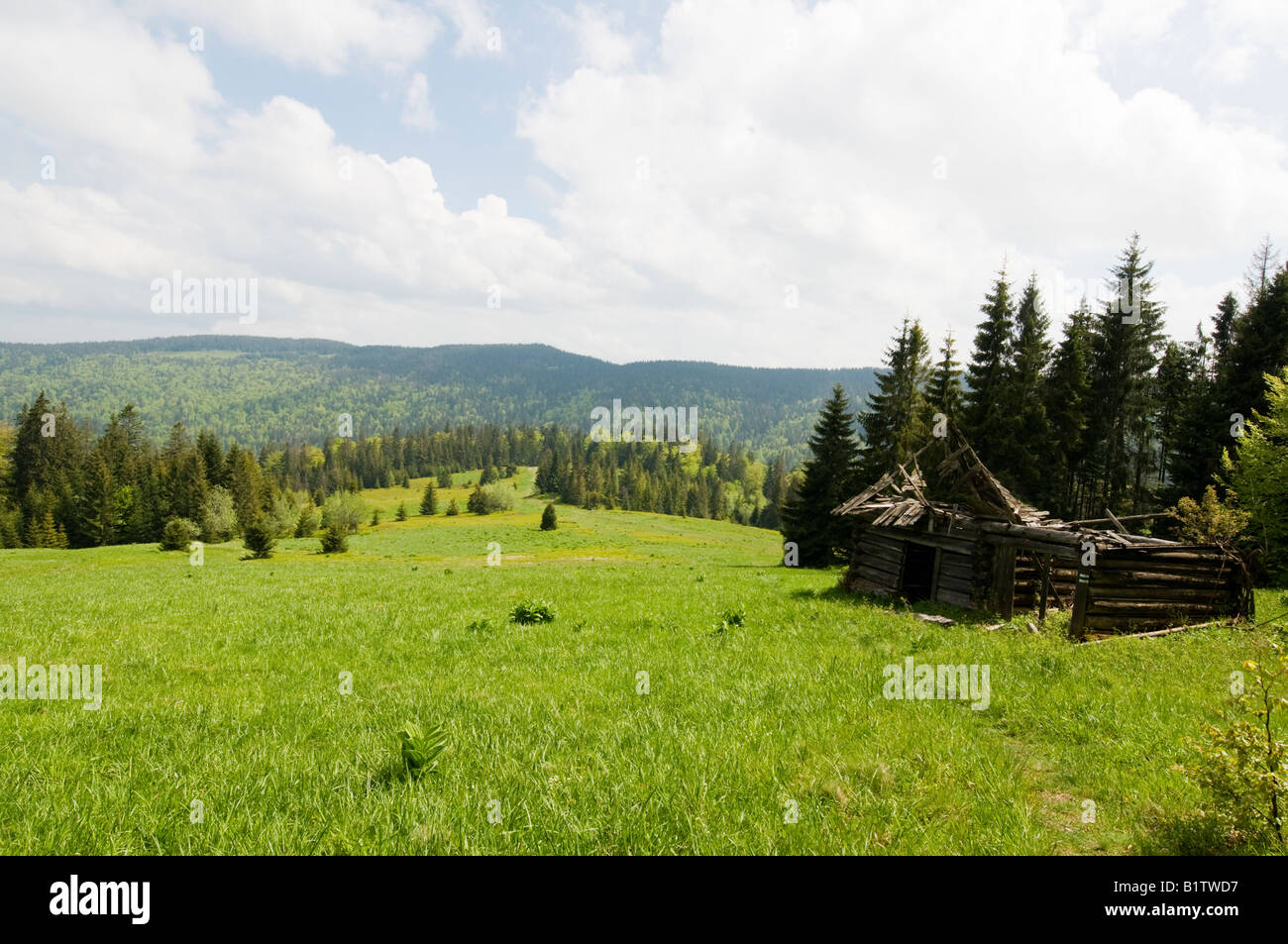 Wooden hut in the mountains hi-res stock photography and images - Alamy