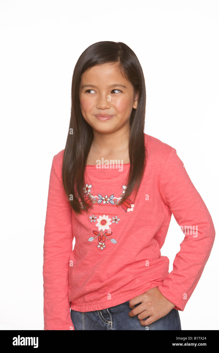 smiling child on white background girl Stock Photo - Alamy