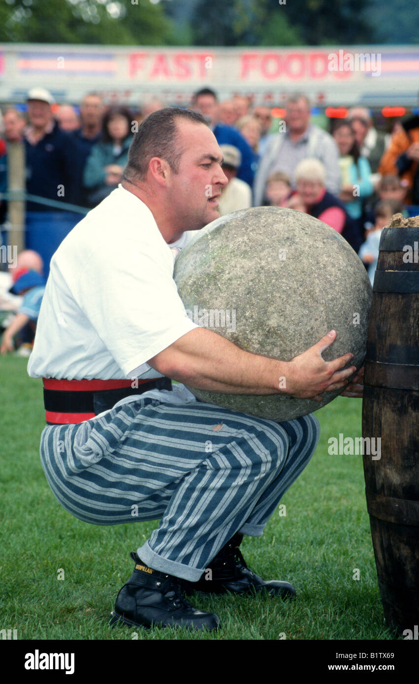 Heavy weight competitor at a Scottish Highland Games event during the ...