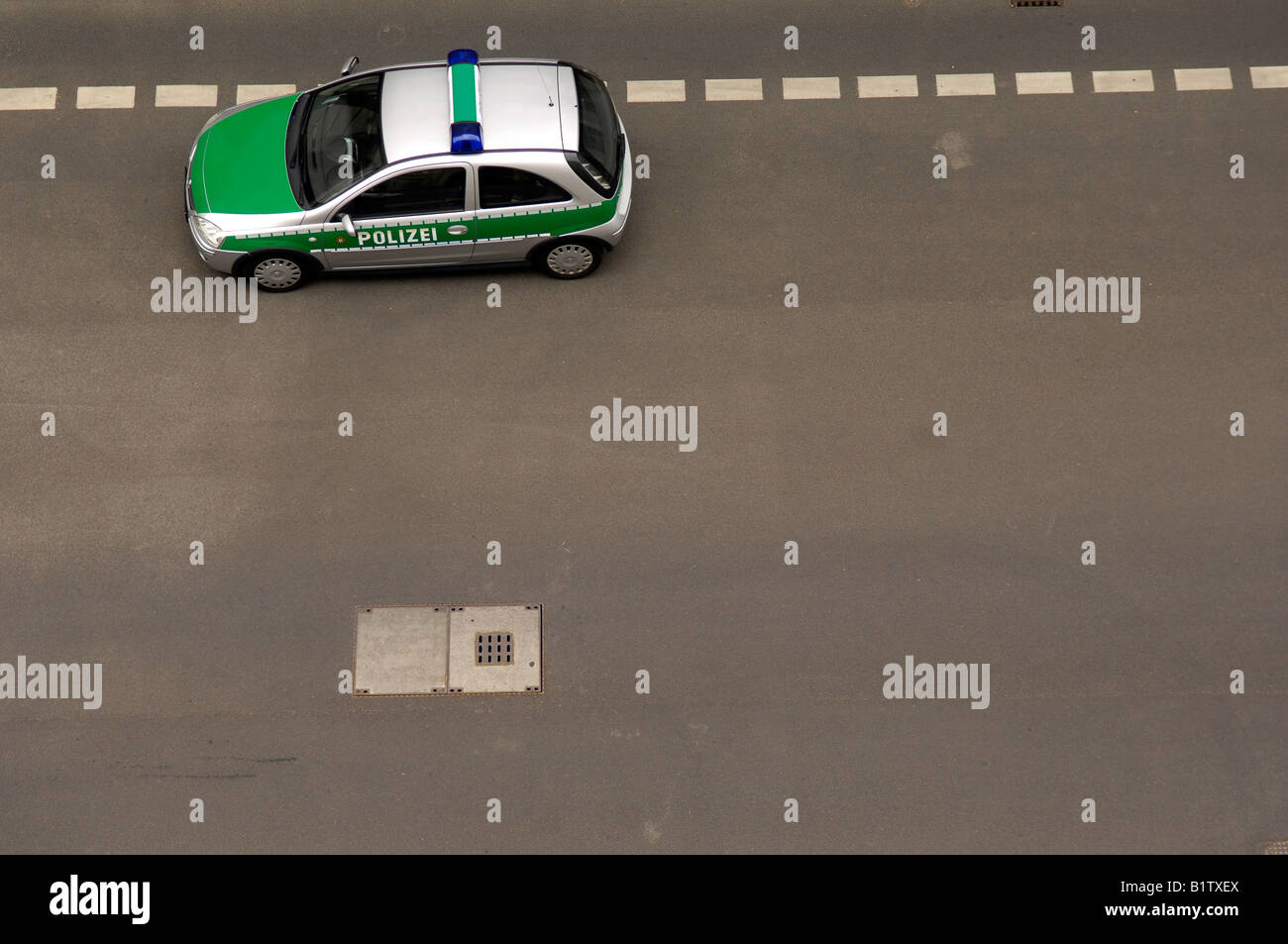 aerial view polizei police car vehicle road berlin germany protection ...