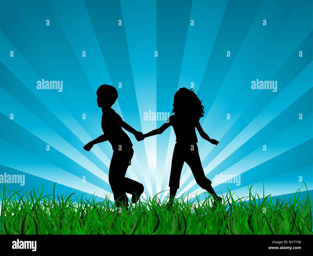 Children playing in grass Stock Photo - Alamy