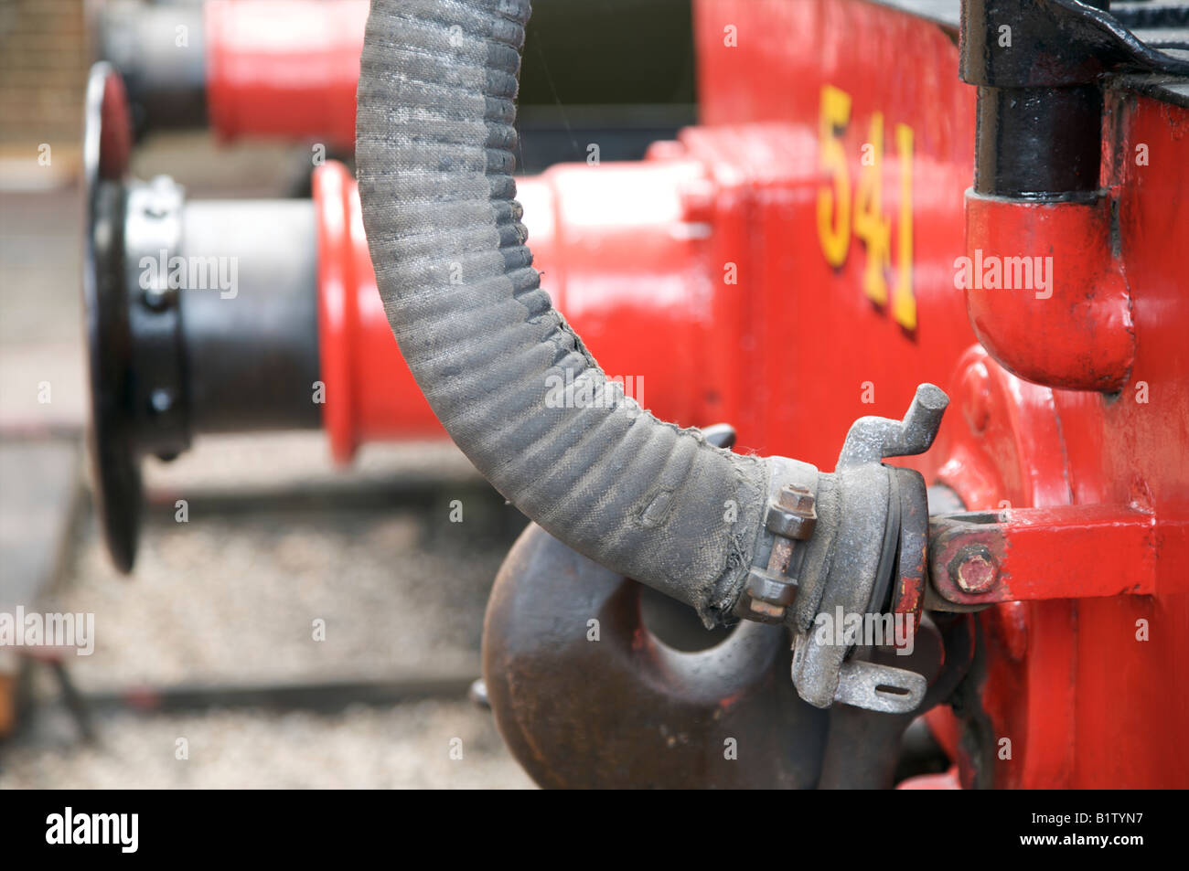 BUFFERS, RED CHASSIS AND PIPEWORK FROM A STEAM LOCOMOTIVE NUMBERED 541 ...