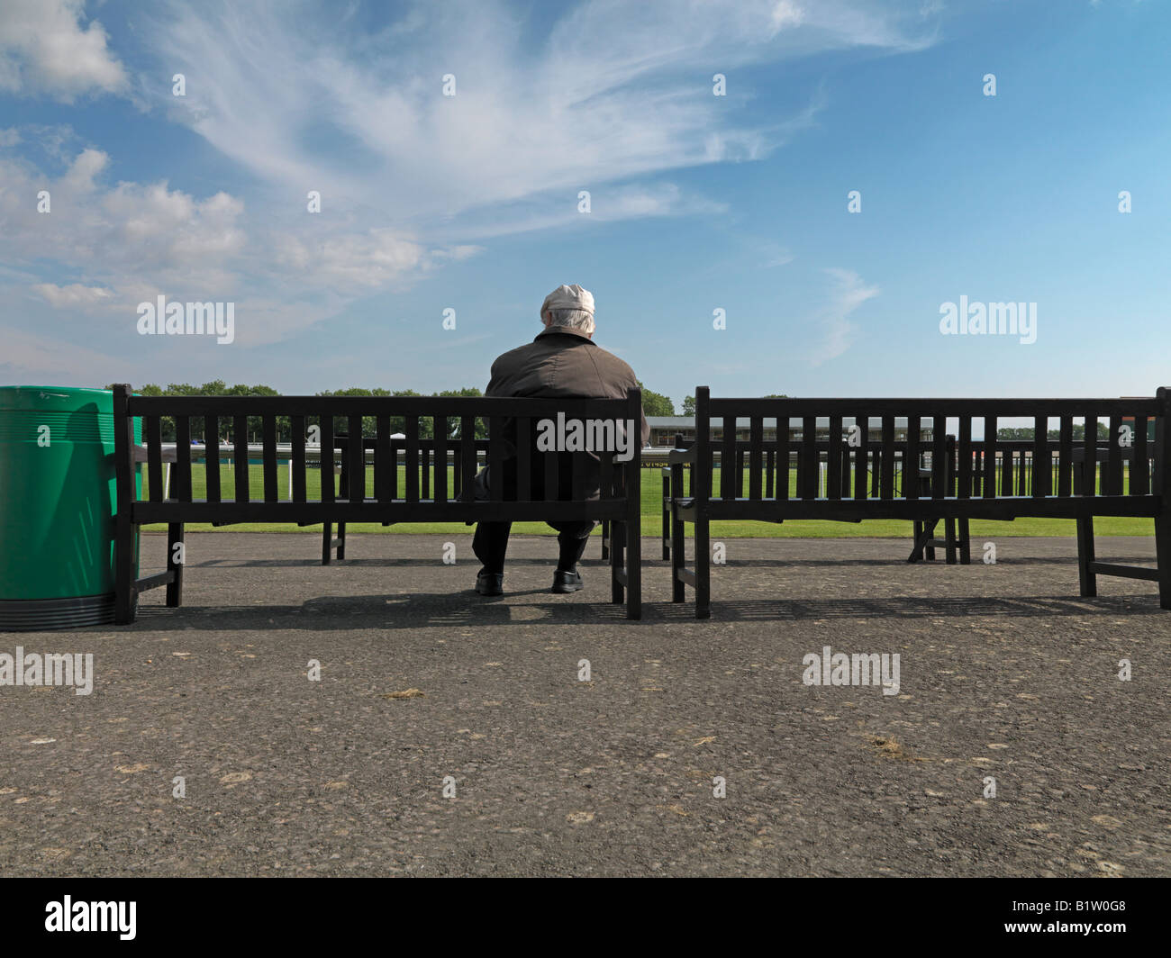 senior man waiting on benches Stock Photo - Alamy