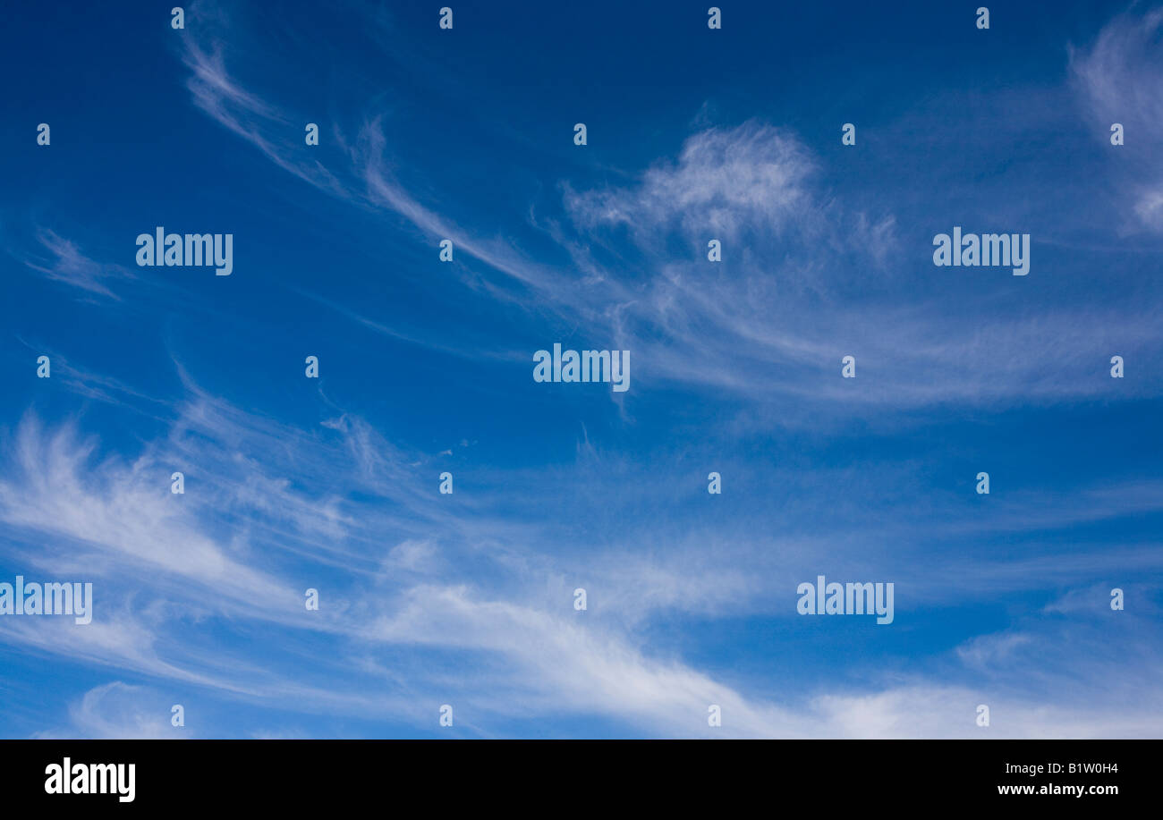 High level Cirrus clouds in early English summer Stock Photo - Alamy