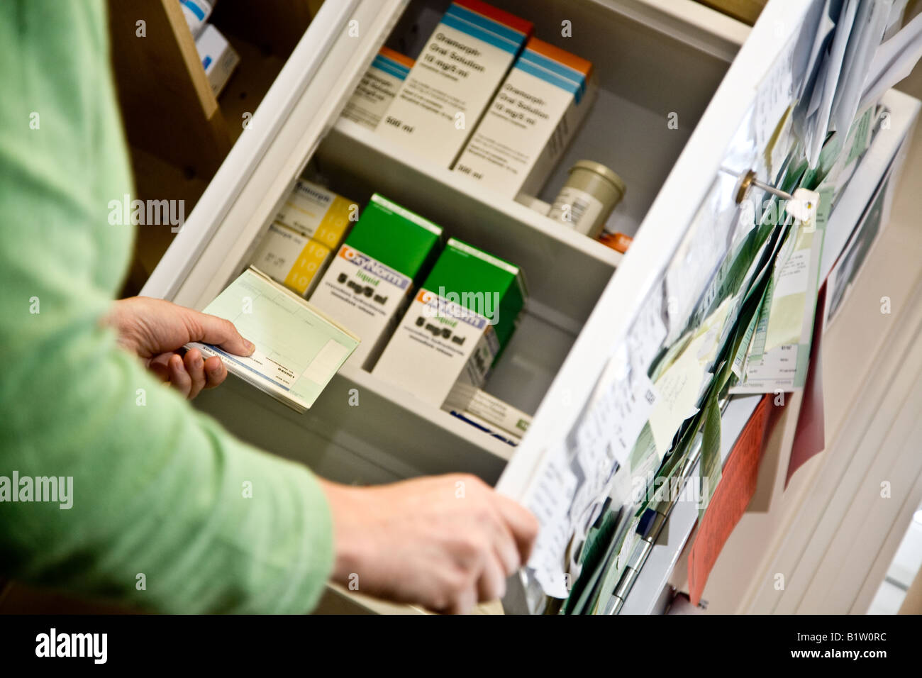 Locking away a prescription pad in the CD cupboard in a Doctor s ...