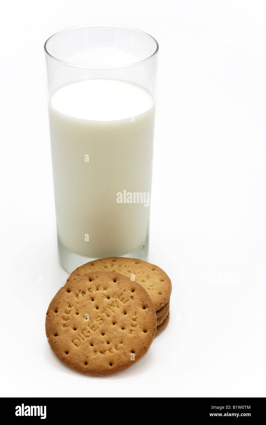 Digestive Biscuits and Glass of Milk Stock Photo - Alamy