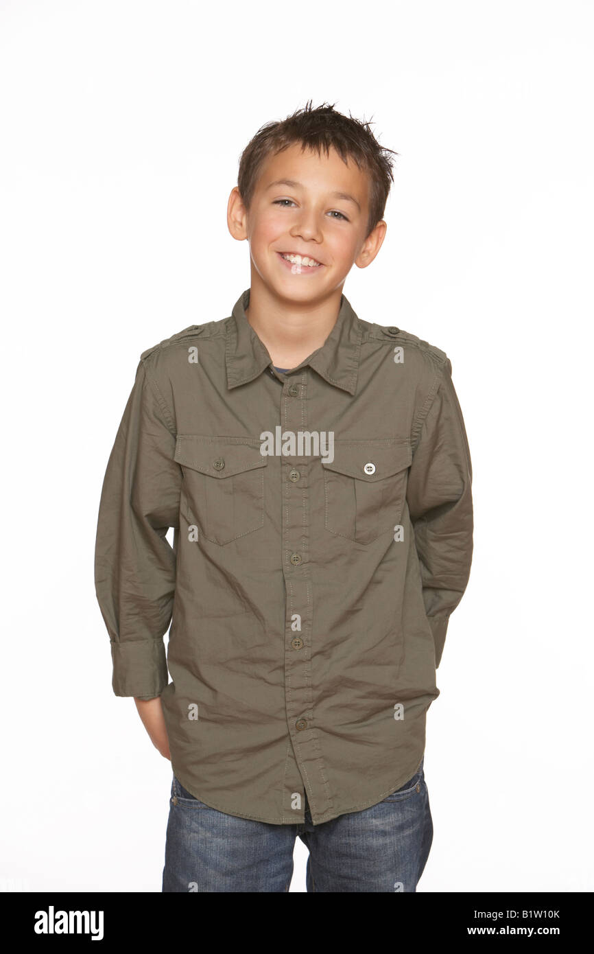 smiling child on white background boy Stock Photo - Alamy