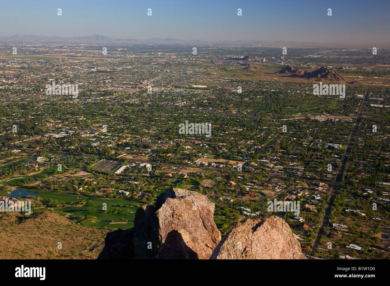 Looking at Scottsdale from the summit of Camelback Mountain Phoenix ...