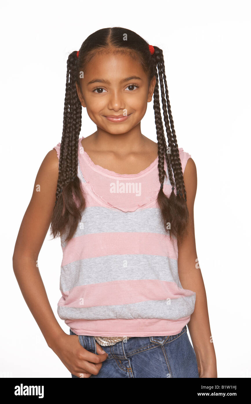 smiling child on white background girl Stock Photo - Alamy