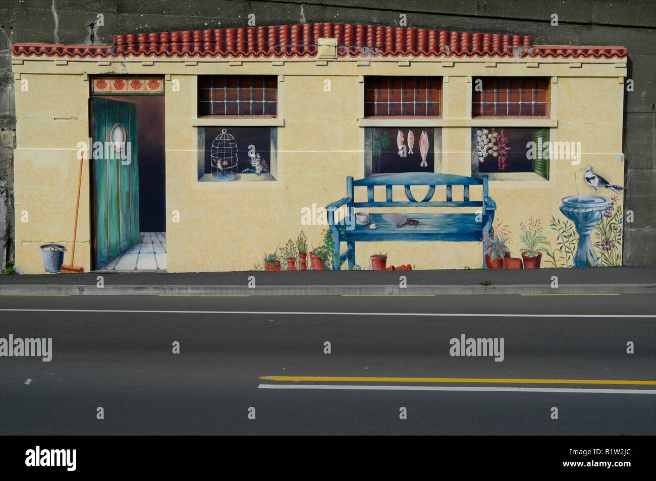 Mural detail, Oriental Bay, Wellington, New Zealand Stock Photo - Alamy