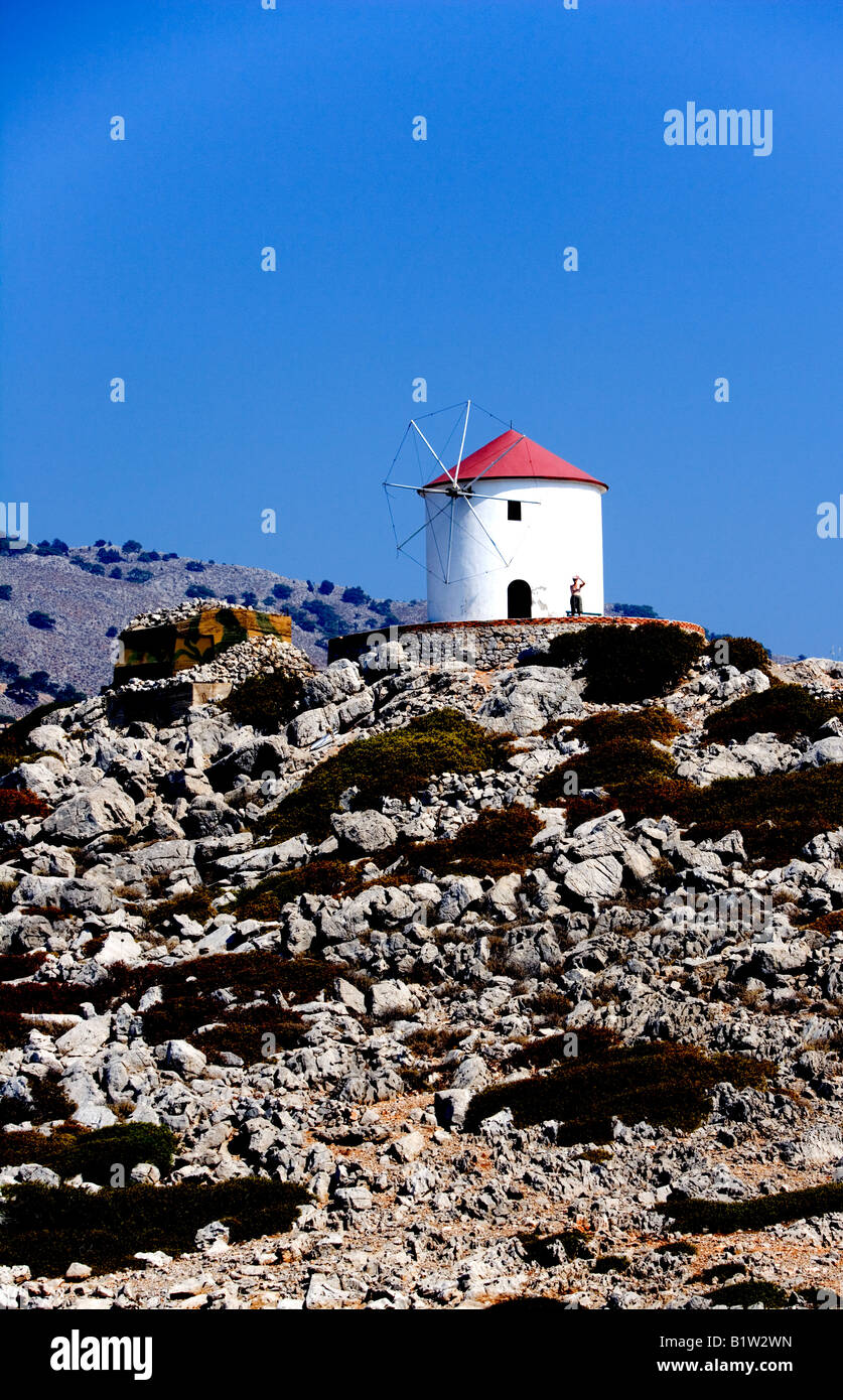 View of Windmill from the sea - Symi, Rhodes, Greece Stock Photo - Alamy