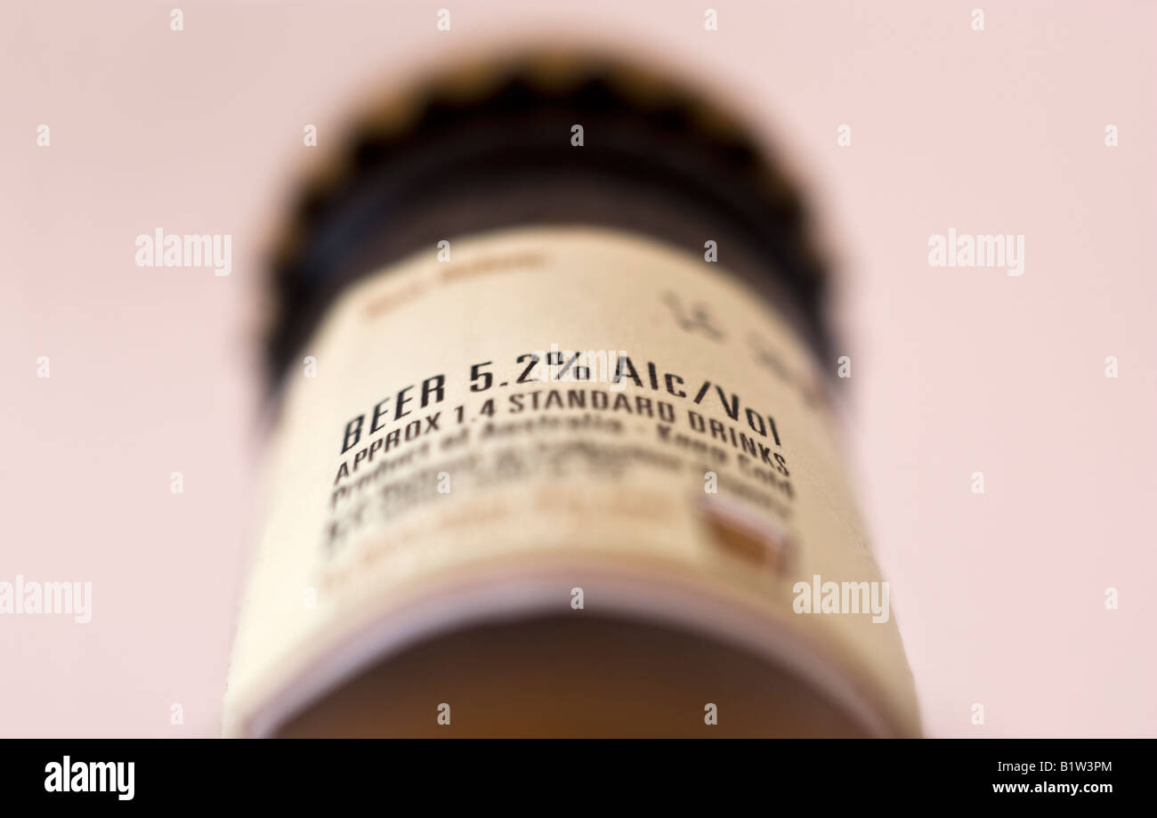 A label showing the alcohol content percentage and standard drink units ...