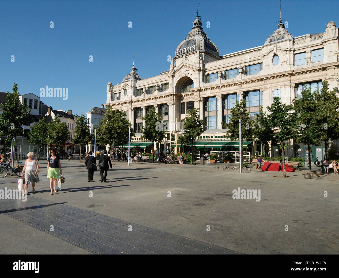 The Antwerp Hilton hotel on the Groenplaats square Flanders Belgium ...