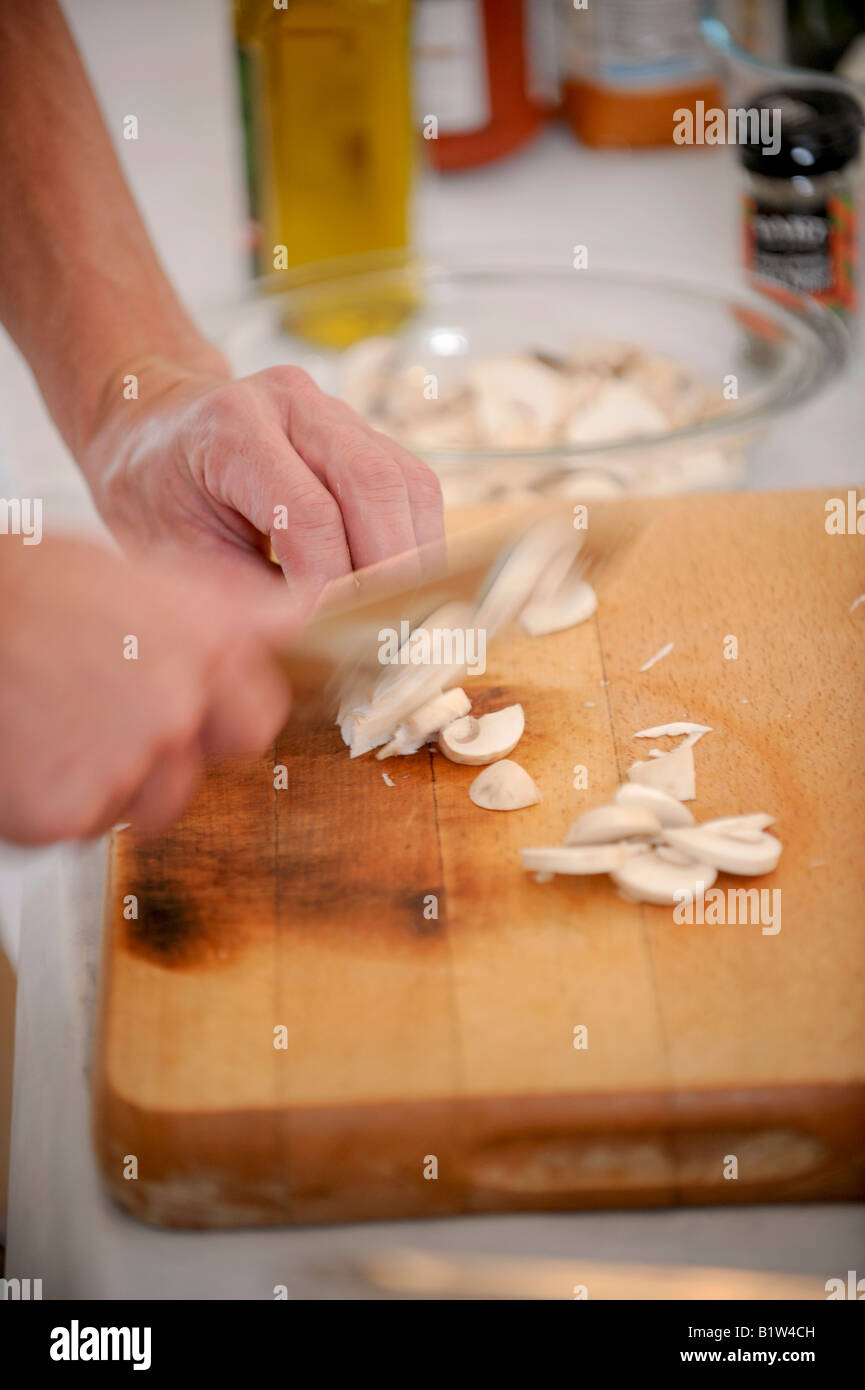 Fast knife action: a chef chopping mushrooms. Picture by Jim Holden ...