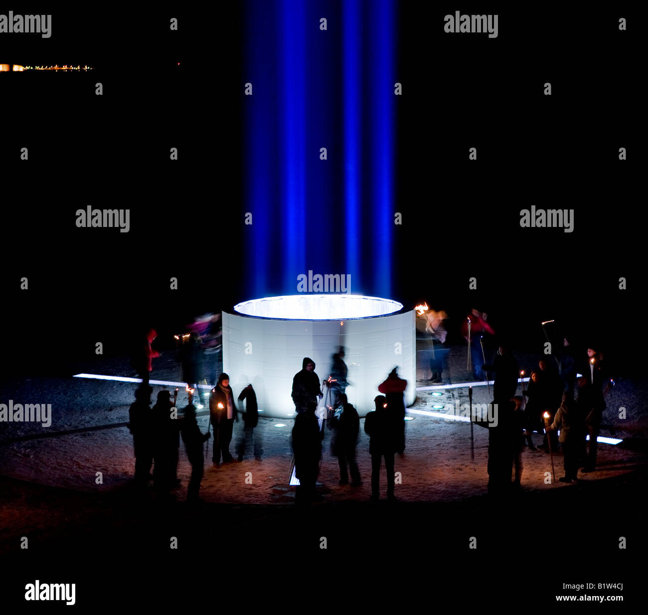 The IMAGINE PEACE TOWER on Videy Island, Reykjavik, Iceland Stock Photo ...